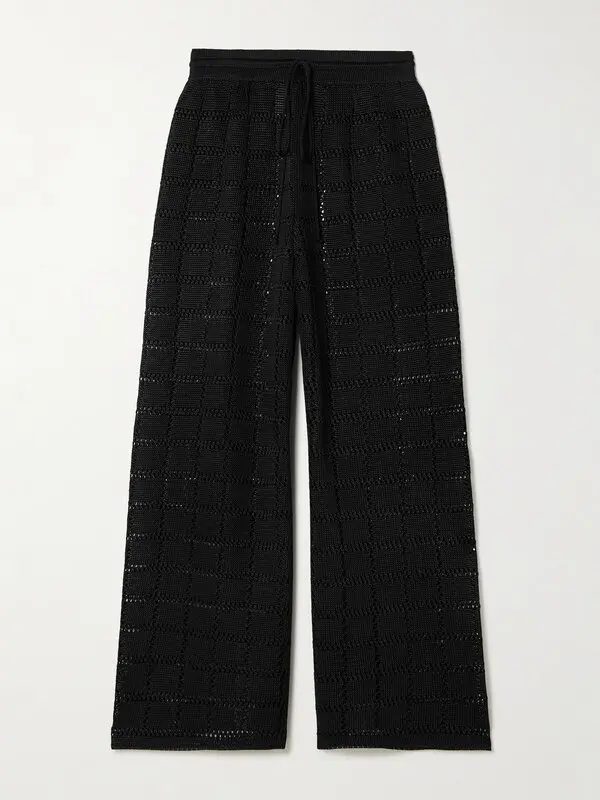 Calle Del Mar Pointelle-knit Wide-leg Trousers