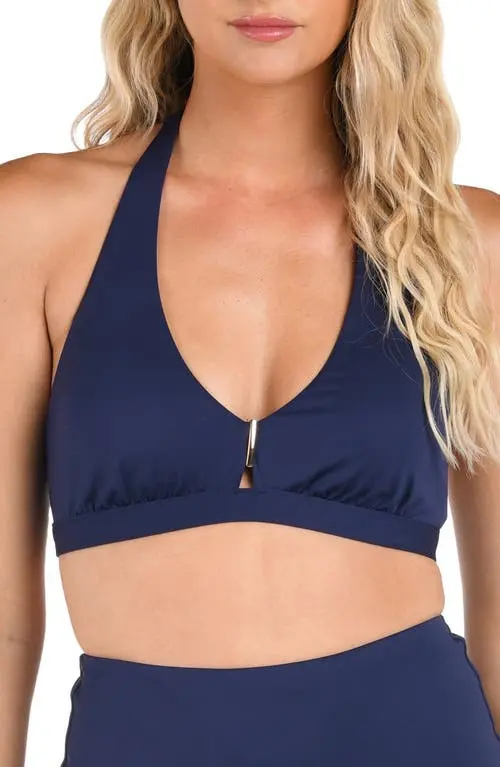 La Blanca Luxe V-neck Halter Bikini Top - Indigo