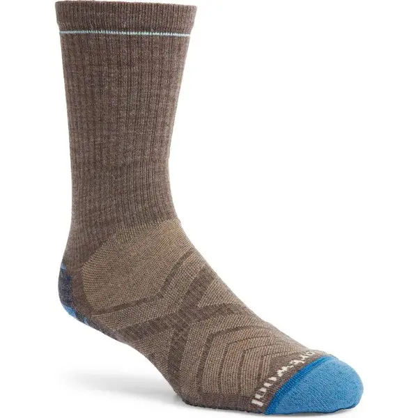 Smartwool Hike Light Cushioning Merino Wool Blend Crew Socks - Taupe-laguna Blue