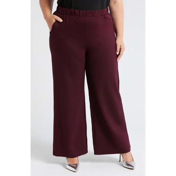 Universal Standard Stephanie Wide Leg Ponte Pants - Black Cherry