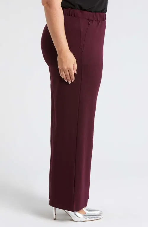 Universal Standard Stephanie Wide Leg Ponte Pants - Black Cherry