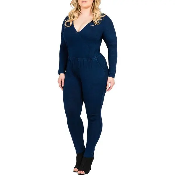 STANDARDS & PRACTICES Lucy Knit Denim Jumpsuit - Blue