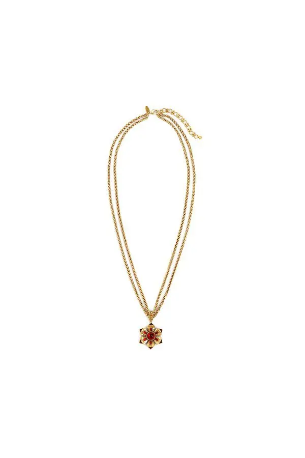 KENNETH JAY LANE Ruby Cabochon Two-row Necklace