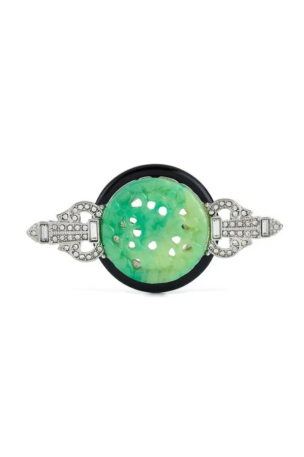 KENNETH JAY LANE Jade Deco Pin - Black