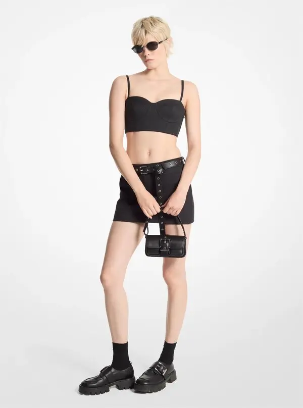 Michael Kors Stretch Wool Blend Bustier Top - Grey