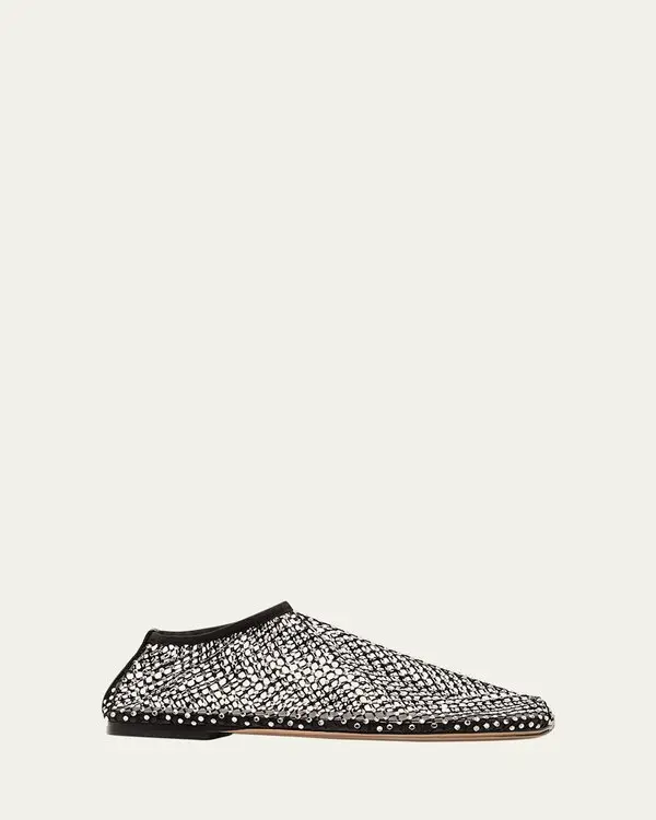 Christopher Esber Minette Crystal Net Ballerina Flats - Black
