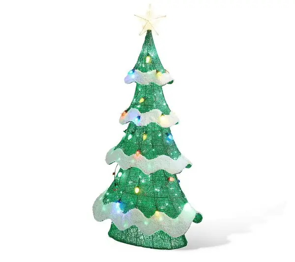 GLITZHOME 57' Lighted Christmas 3d Mesh Outdoor Christmas Tree - One-color