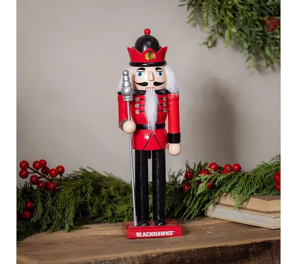 EVERGREEN 12' Wooden Nutcracker Statue With Nhl Team Logo