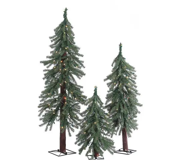 STERLING Elegant 3-piece Prelit Alpine Tree Set Co