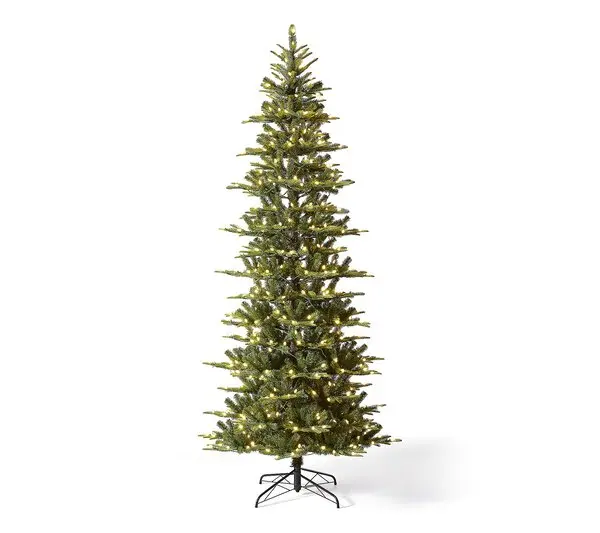 GLITZHOME 9' Pre-lit Slim Fir Faux Christmas Tr Ee - One-color