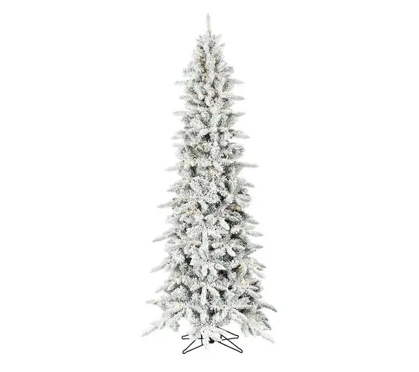 CHRISTMAS TIME 6.5' Slim White Pine Flocked Chr Stmas Tree - One-color