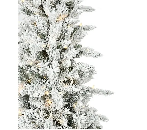 CHRISTMAS TIME 6.5' Slim White Pine Flocked Chr Stmas Tree