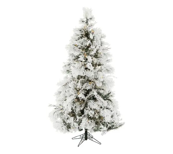 CHRISTMAS TIME 5-ft. Frosted Fir Flocked Slim C Hristmas Tree W - One-color