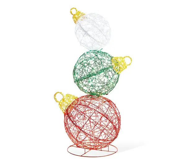 GLITZHOME 39'h Led Christmas Stacked Ornaments Outdoor Decor - One-color