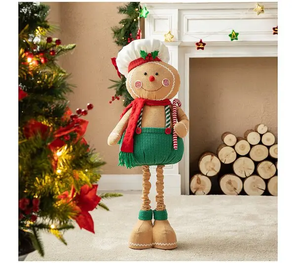 GLITZHOME Telescoping Christmas Gingerbreadman Tanding Decor - One-color