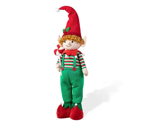 GLITZHOME Telescoping Fabric Christmas Elf Stan Ding Decor