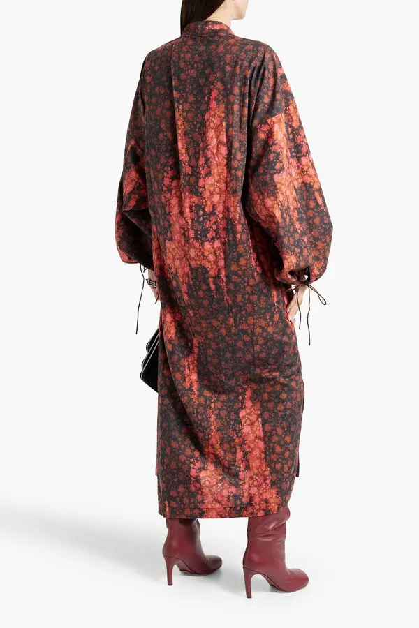 Acne Studios Draped Floral-print Cotton Midi Dress
