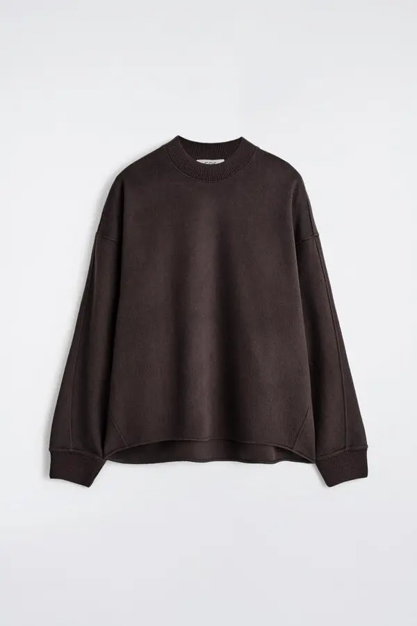 Cos Oversized Merino-wool Jersey Sweater - Brown