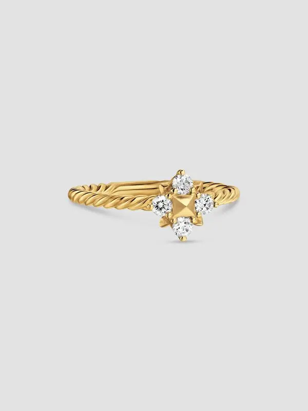 David Yurman Petite Modern Renaissance Pyramid Ring In 18k Yellow Gold