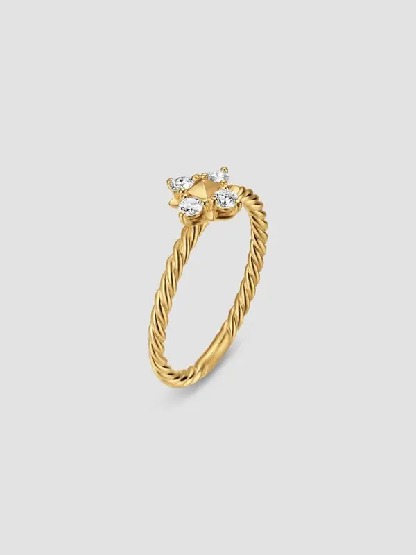 David Yurman Petite Modern Renaissance Pyramid Ring In 18k Yellow Gold