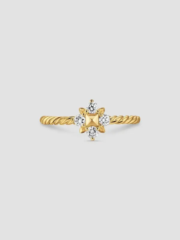 David Yurman Petite Modern Renaissance Pyramid Ring In 18k Yellow Gold