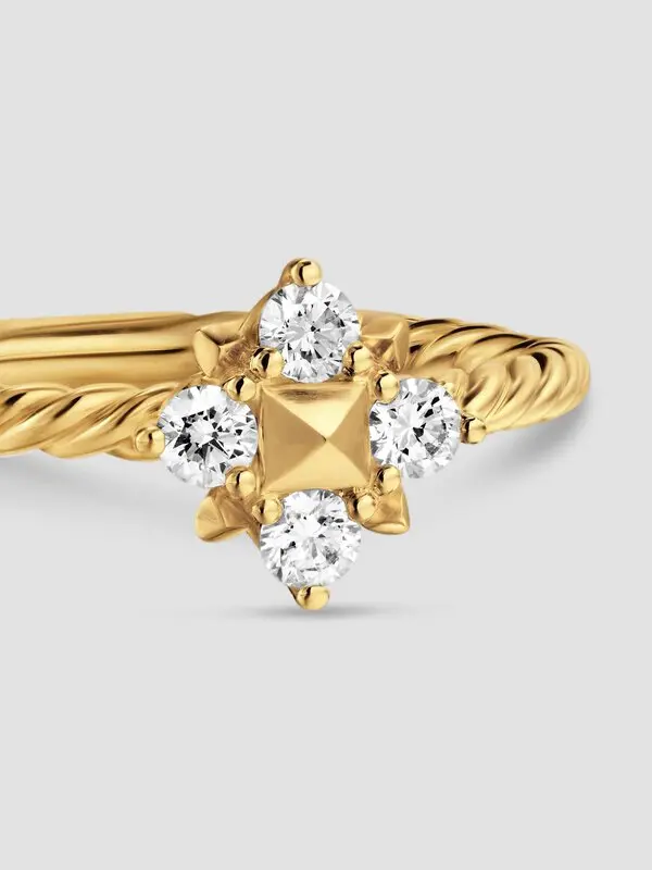 David Yurman Petite Modern Renaissance Pyramid Ring In 18k Yellow Gold