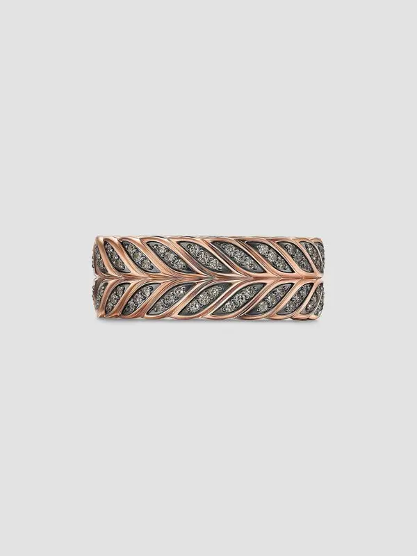 David Yurman Chevron Pave Band Ring In 18k Rose Gold