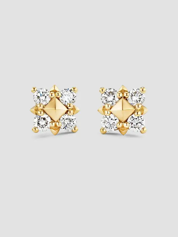 David Yurman Stud Earrings In 18k Yellow Gold With Diamonds, 8mm - Diamond