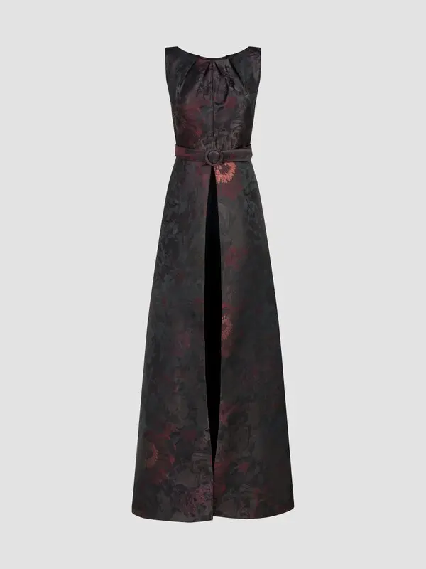 KAY UNGER Babette Walk-thru Belted Jumpsuit - Espresso Multi