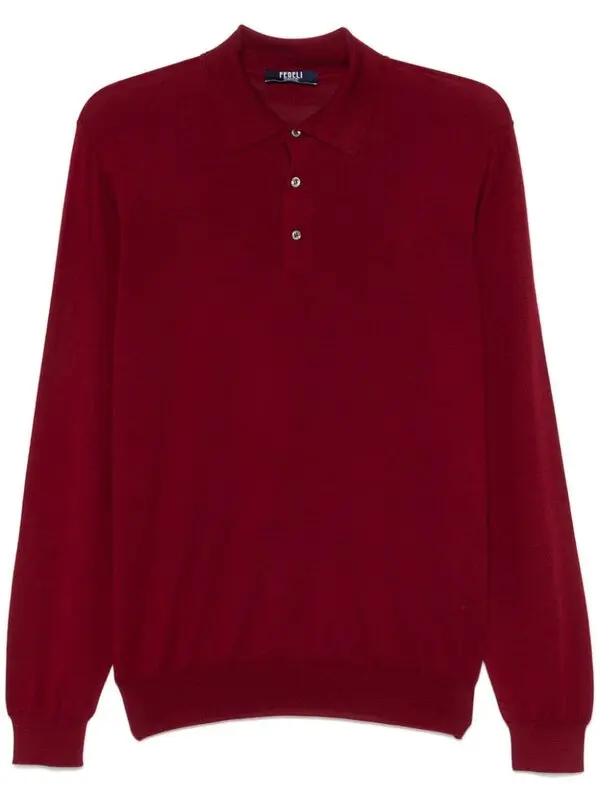 Fedeli Fine-knit Polo Shirt - Red