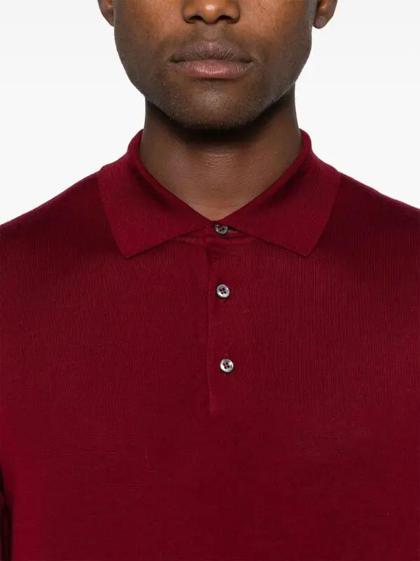 Fedeli Fine-knit Polo Shirt - Red