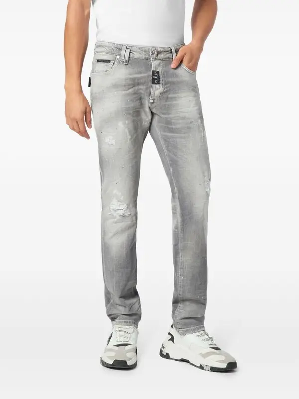 Philipp Plein Distressed Straight-leg Jeans