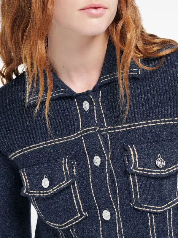 BARRIE Contrast-stitch Knitted Jacket