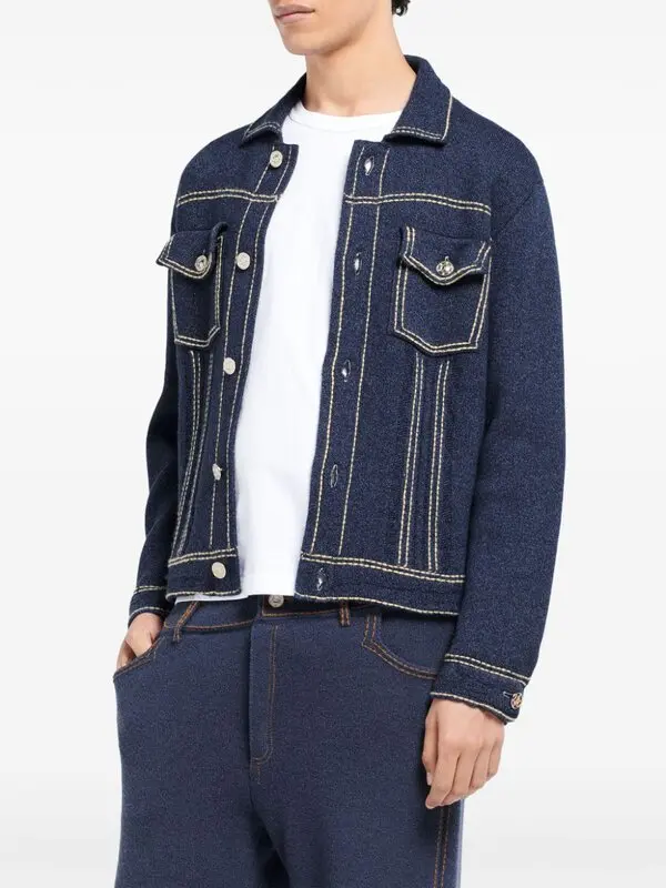 BARRIE Knitted Denim Jacket - Blue