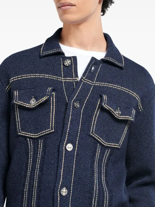BARRIE Knitted Denim Jacket - Blue