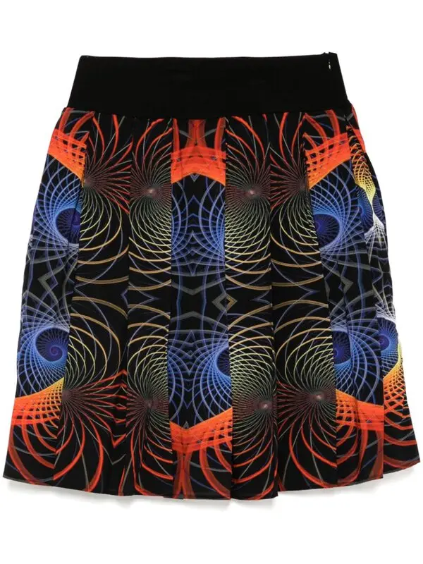 AGNES B. Graphic Print Pleated Skirt