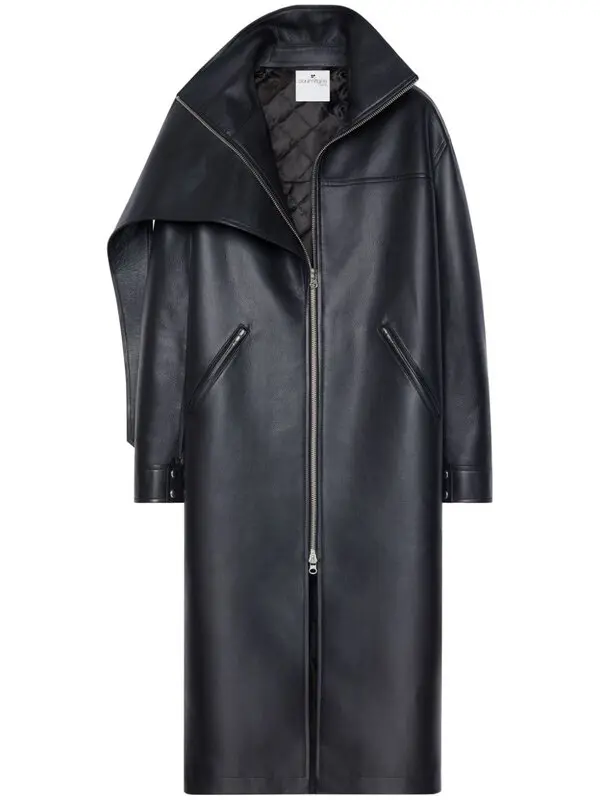 COURREGES Oversized Leather Mid-length Coat