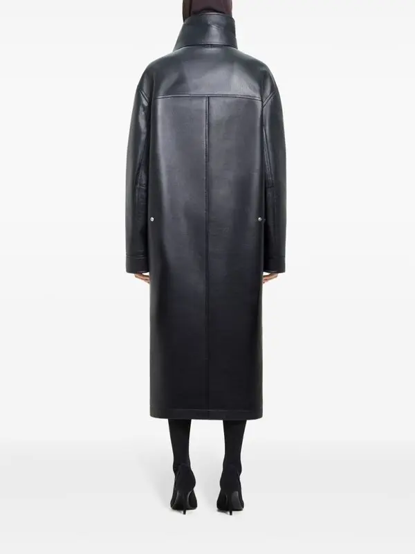 COURREGES Oversized Leather Mid-length Coat