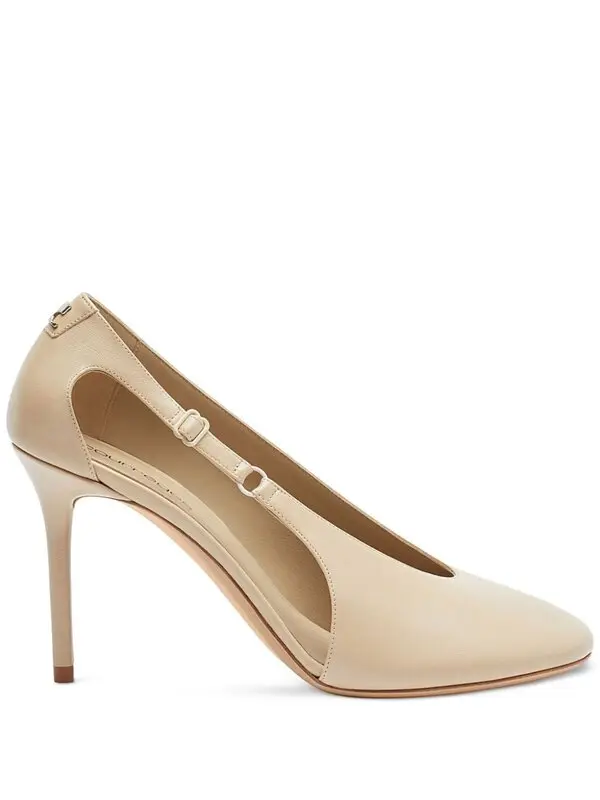 COURREGES 100mm Oblique Leather Pumps - Neutrals