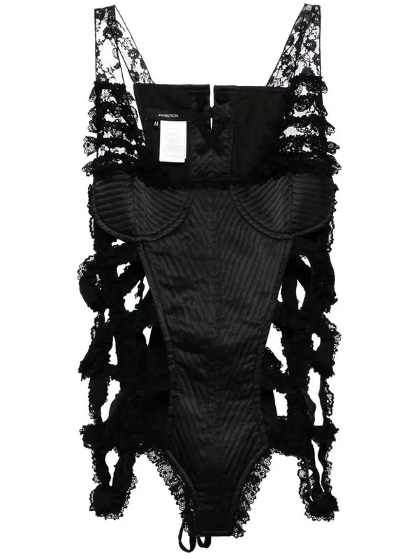 PUSHBUTTON Lace Embroidery Sleeveless Blouse - Black