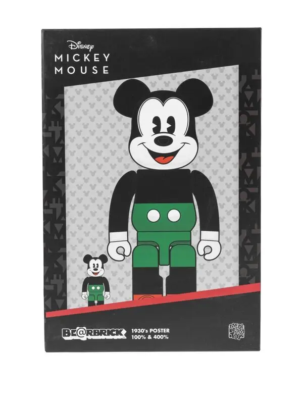 MEDICOM TOY X Mickey Mouse 1930s Poster Be@rbrick 100% And 400% Figure Set - Black