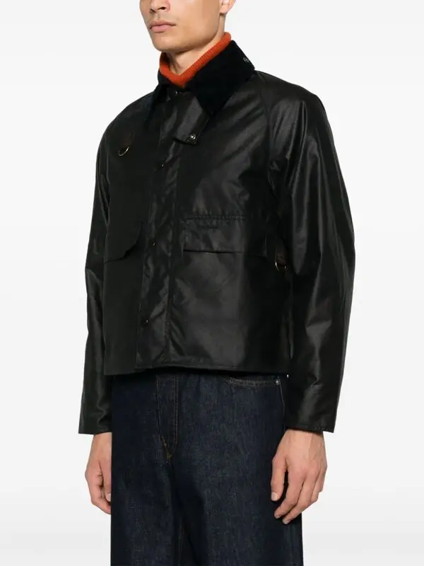 Barbour Corduroy Collar Waxed Jacket - Blue
