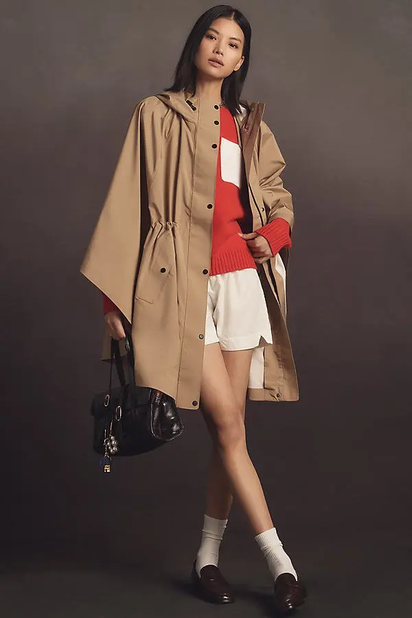 Hunter Ra Bonded Novelty Cape Jacket - Beige
