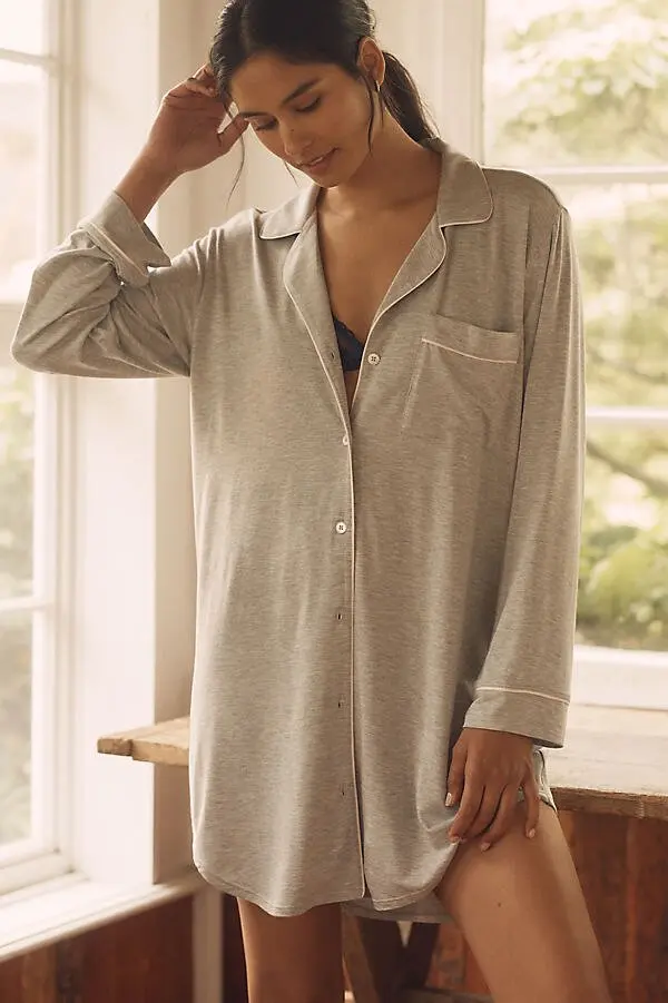 Eberjey Gisele The Boyfriend Sleepshirt - Grey