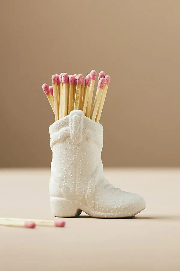 PADDYWAX Nashville Ceramic Cowboy Boot Match Holder