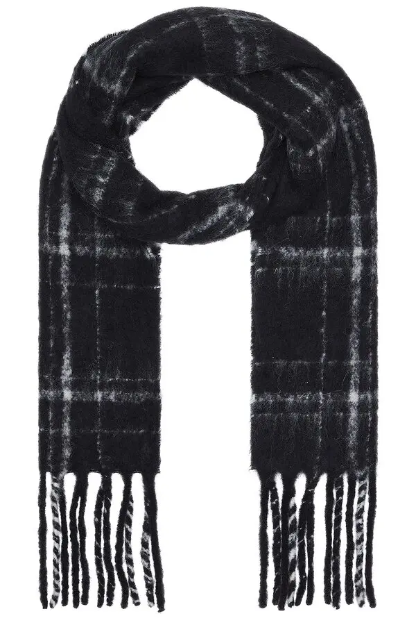 Our Legacy Estate Scarf In Black - Black Fuzzy Alpaca Check