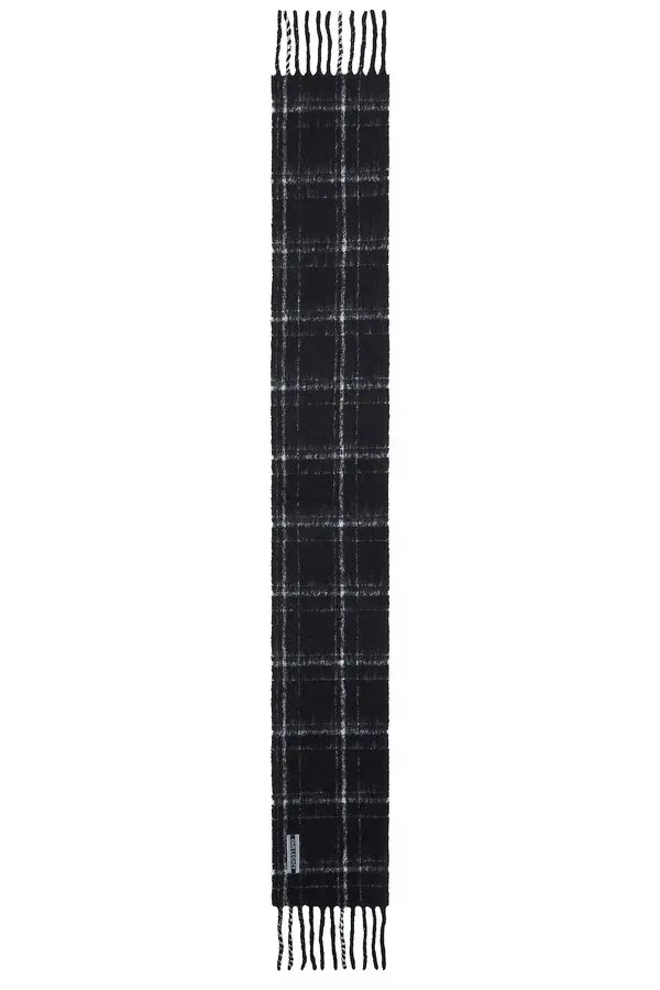 Our Legacy Estate Scarf In Black - Black Fuzzy Alpaca Check