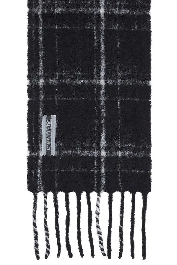 Our Legacy Estate Scarf In Black - Black Fuzzy Alpaca Check