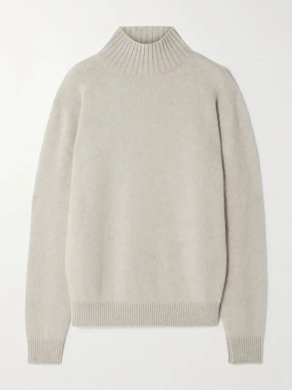 THE ELDER STATESMAN Cashmere Turtleneck Sweater - Ecru