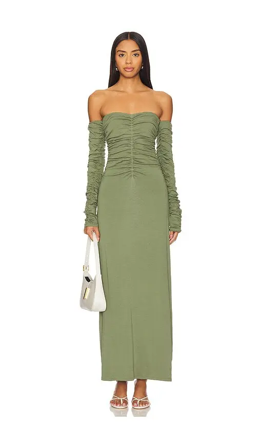 SWF Ruched Long Sleeve Maxi Dress